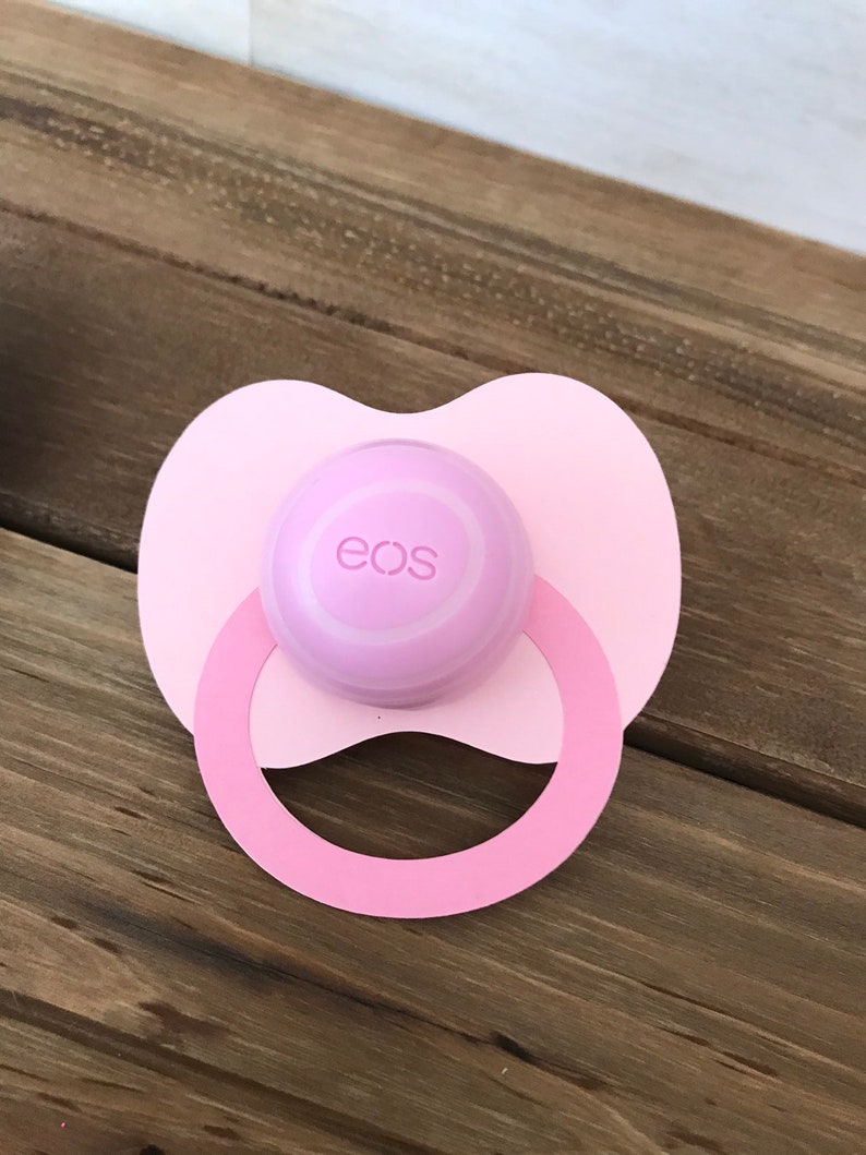 Pacifier Baby Shower Favor / EOS Round Lip Balm Holder / Pink - Etsy