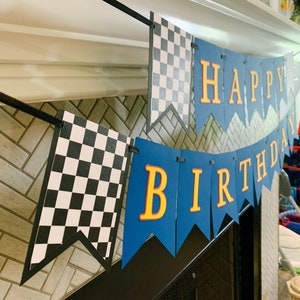 Happy Birthday Racing Banner / Race Car Birthday / Car Birthday Banner ...