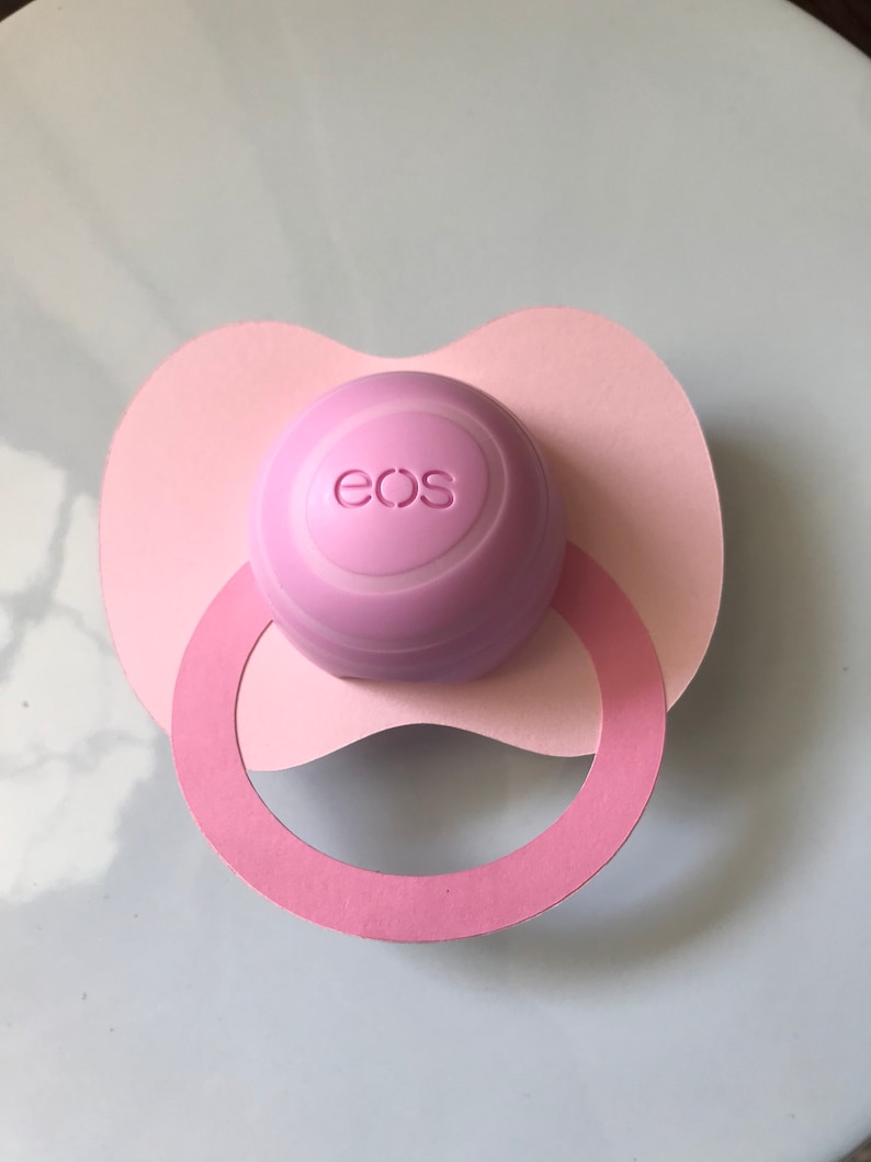 Pacifier Baby Shower Favor / EOS Round Lip Balm Holder / Pink ...