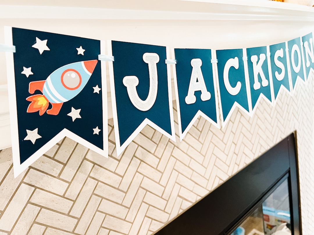 Space Name Banner / Custom Space Banner / First Birthday Boy / Space ...