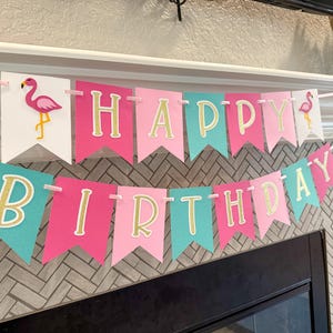 Flamingo Birthday Banner / Flamingo Decor / Flamingo Party / Pink ...