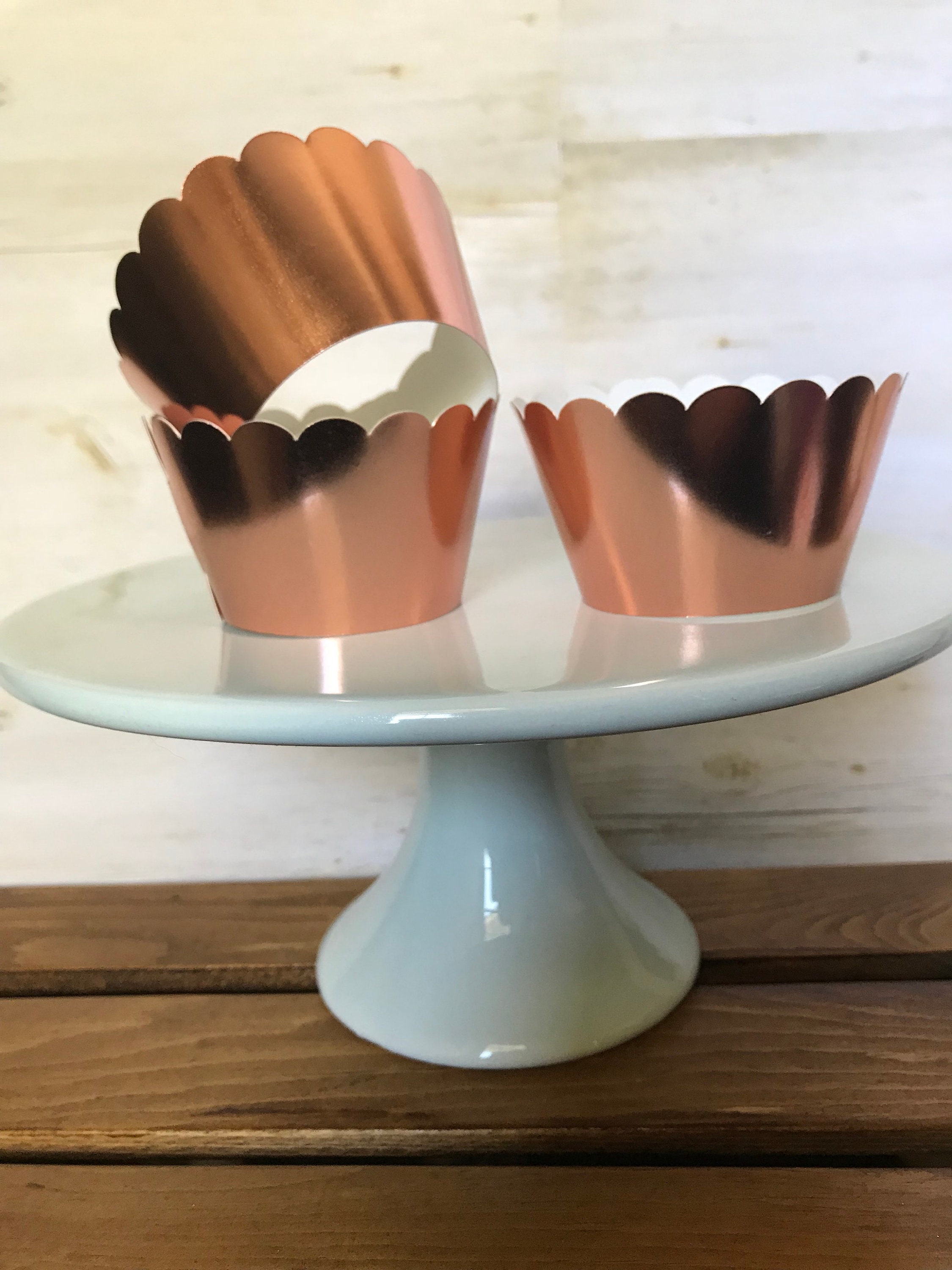 Rose Gold Foil Mirror Metallic Cupcake Wrapper / Wedding / | Etsy