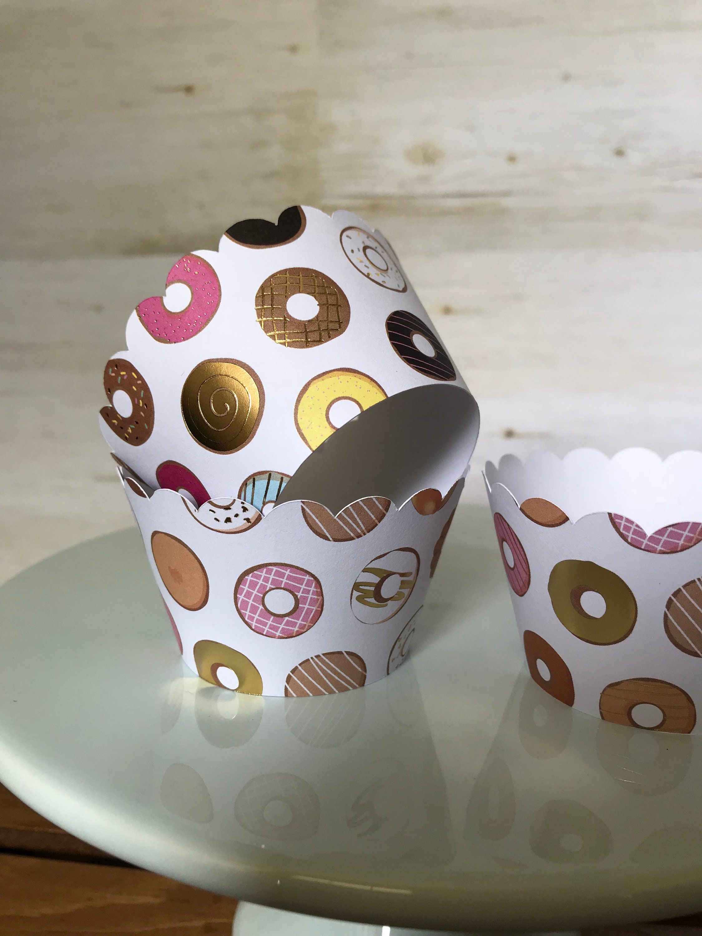 Doughnut Donut Gold Foil Cupcake Wrapper / Birthday / Donut | Etsy
