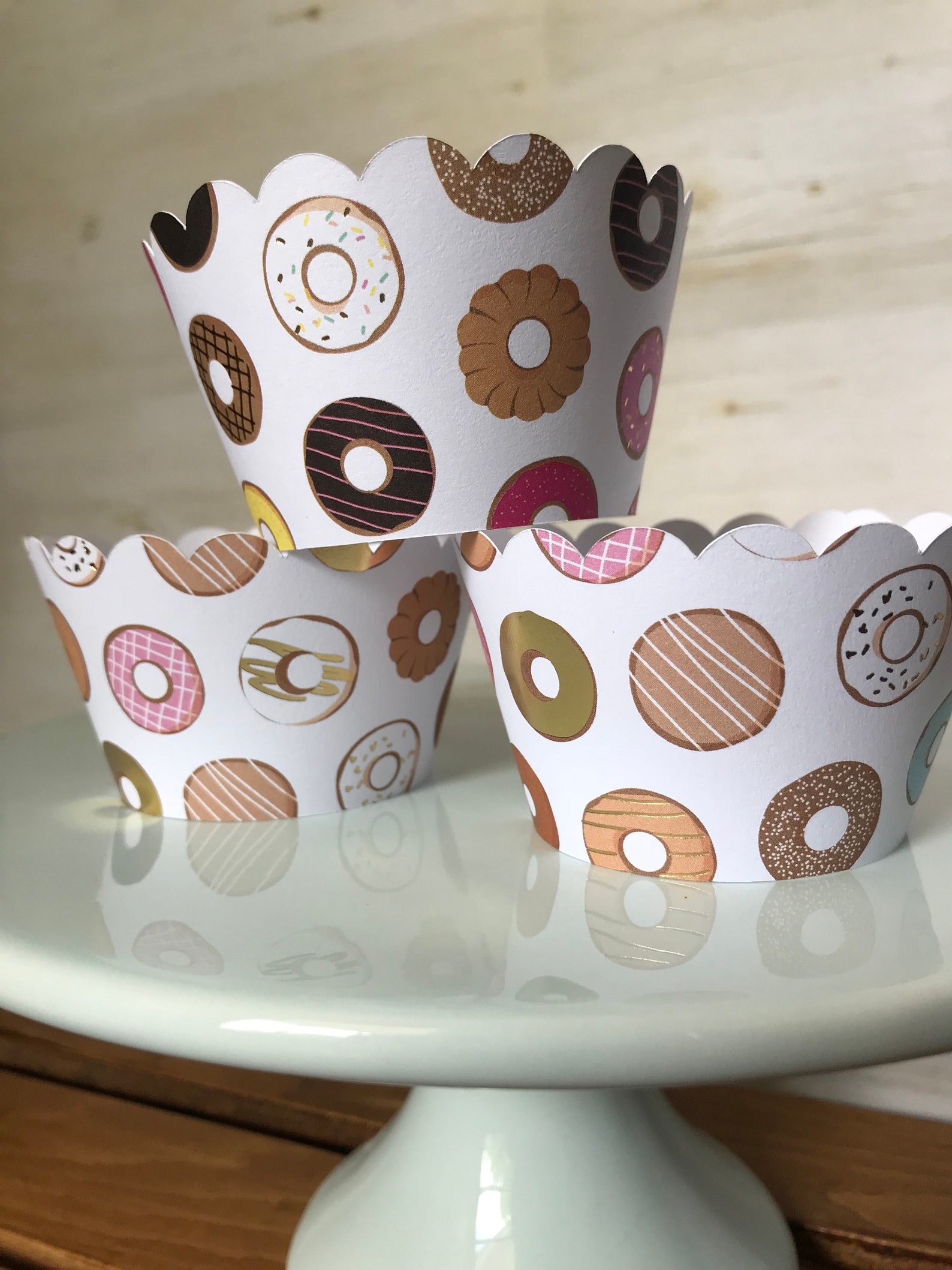 Doughnut Donut Gold Foil Cupcake Wrapper / Birthday / Donut | Etsy