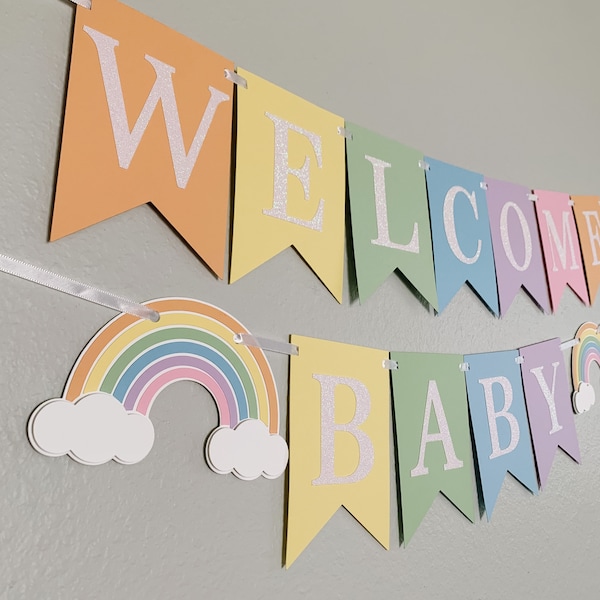 Rainbow Baby Shower Banner - Etsy