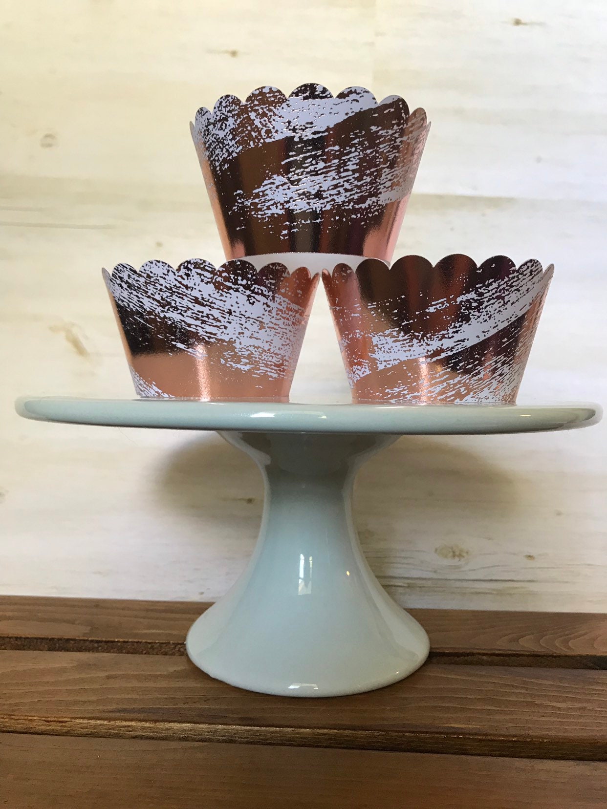 Rose Gold Brushed Foil Mirror Metallic Cupcake Wrapper / - Etsy
