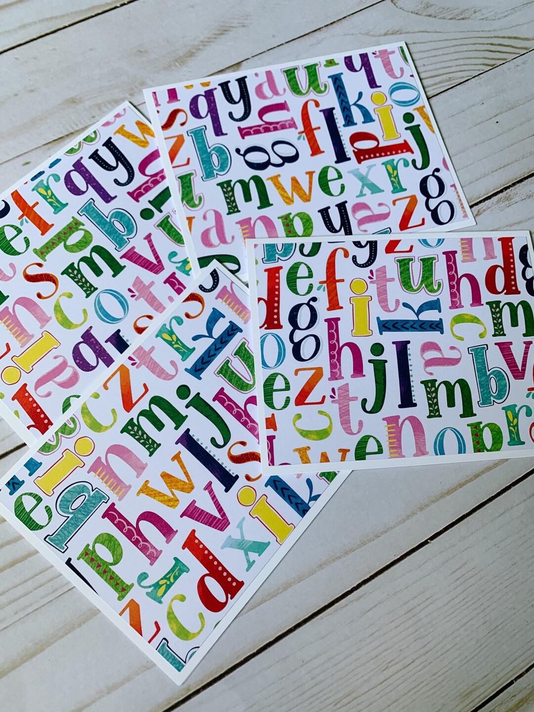 4 Note Cards With Envelopes / Alphabet Teacher Note Cards / Blank Note ...