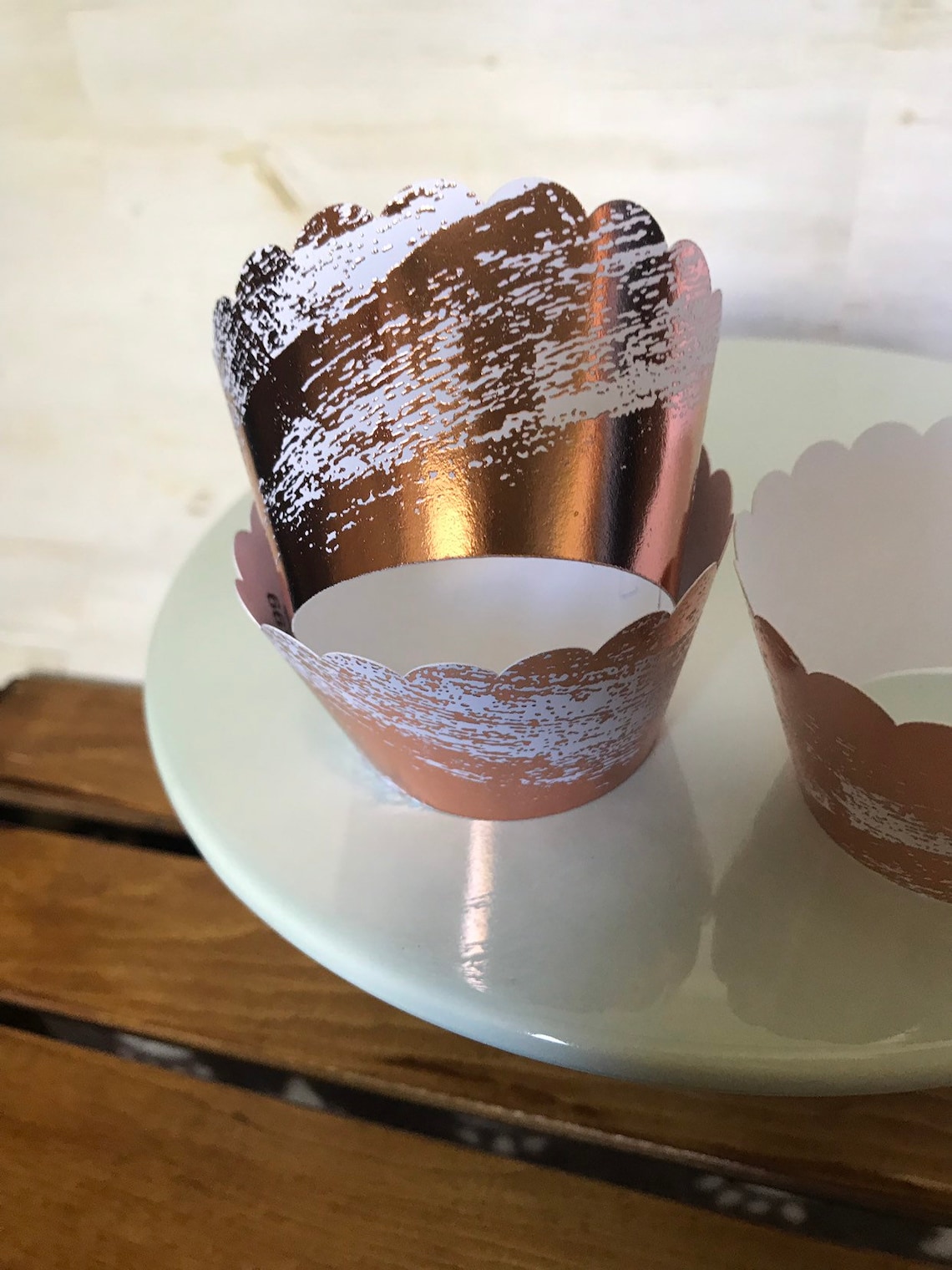 Rose Gold Brushed Foil Mirror Metallic Cupcake Wrapper / - Etsy