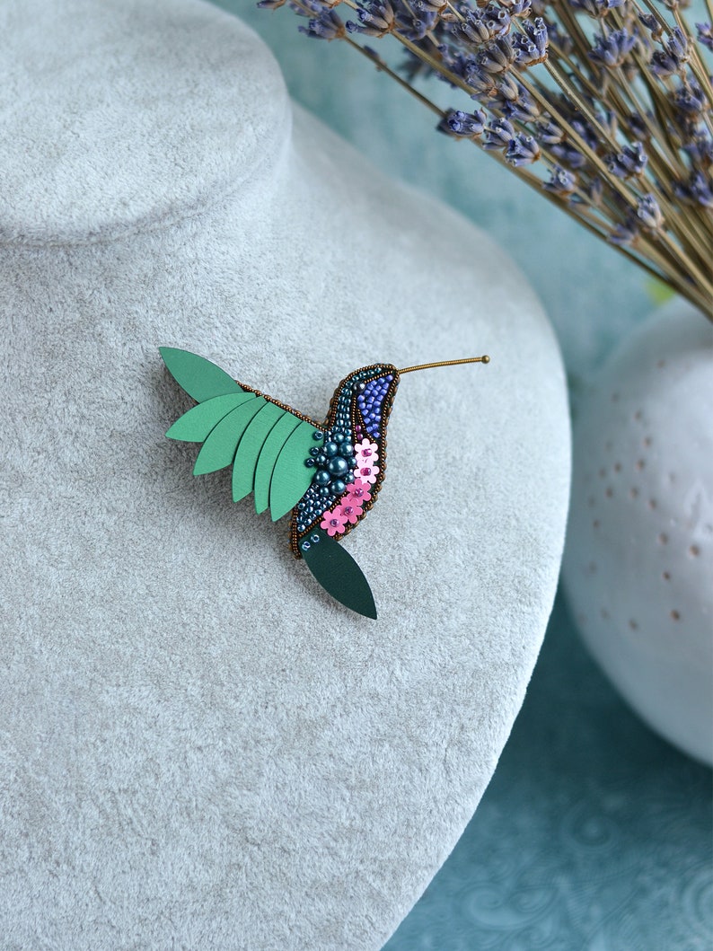 Beaded Hummingbird Pin Brooch Tutorial and KIT | Etsy