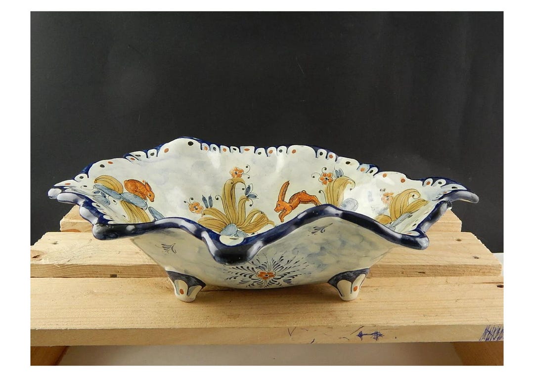 Vintage Ceramic Fruit Bowl Centerpiece Turi Colombo Di Albissola Unique ...