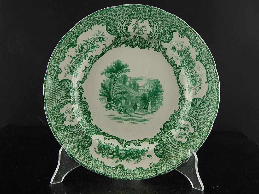 Copeland & Garrett 1833 -1847 Precious Alba Pottery Green Plate - Etsy