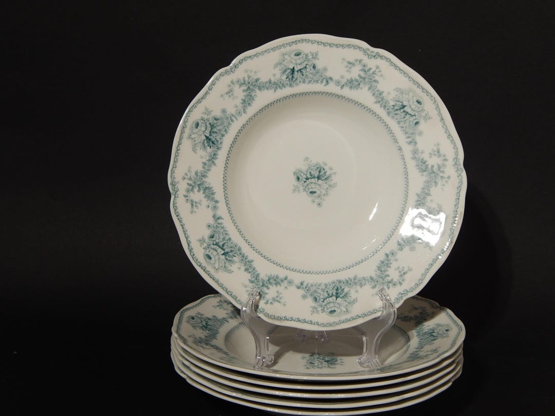 Antique JOHNSON BROS RALEIGH Decor Set of 6 Deep Porcelain Plates ...