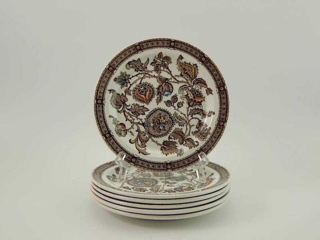 Vintage Set of 6 Semi-porcelain Dessert Plates Ridgway 1792 ...