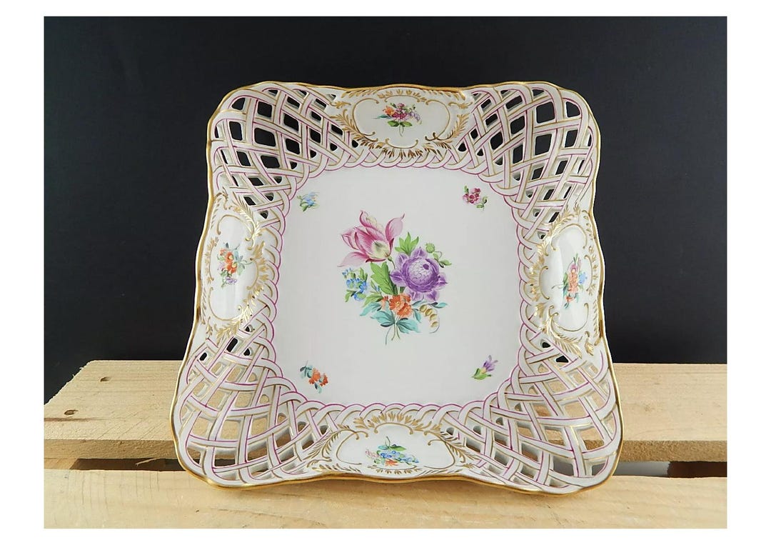 Herend Porcelain Vintage Precious Hand Painted Spring Openwork ...
