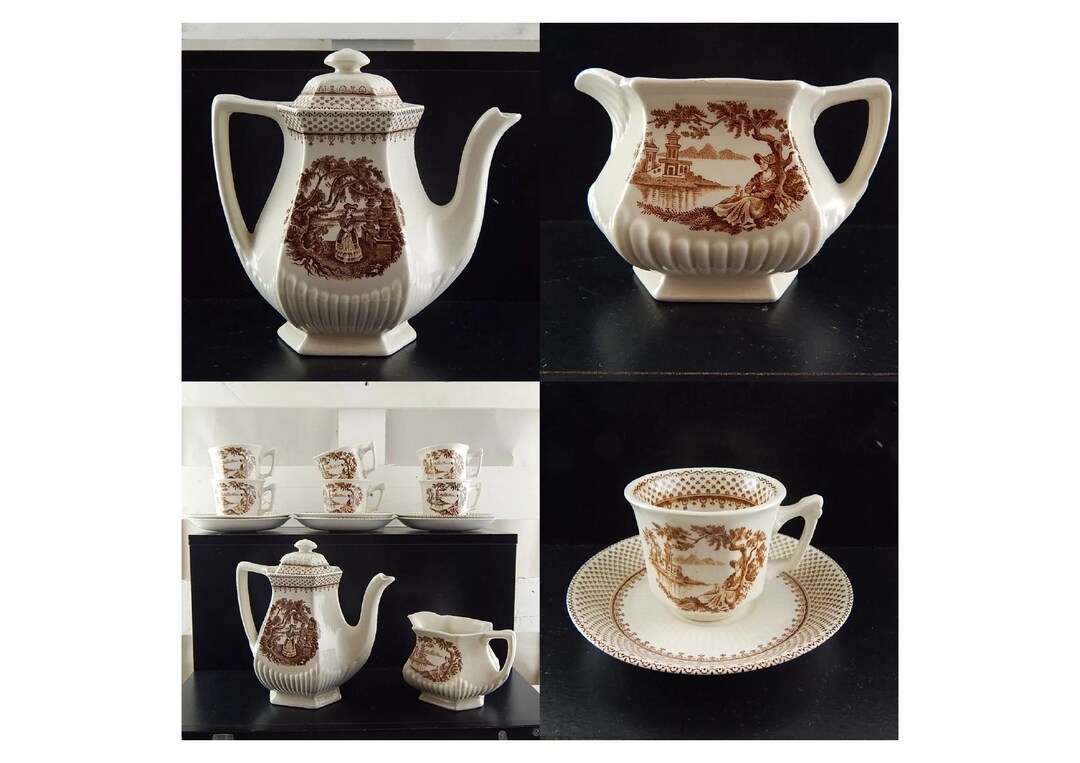 Antique W Adams & Sons Real English Ironstone Du Barry 14 Piece Coffee ...