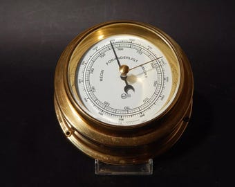 Vintage Brass Wood Barometer Made in Western Germany - Etsy