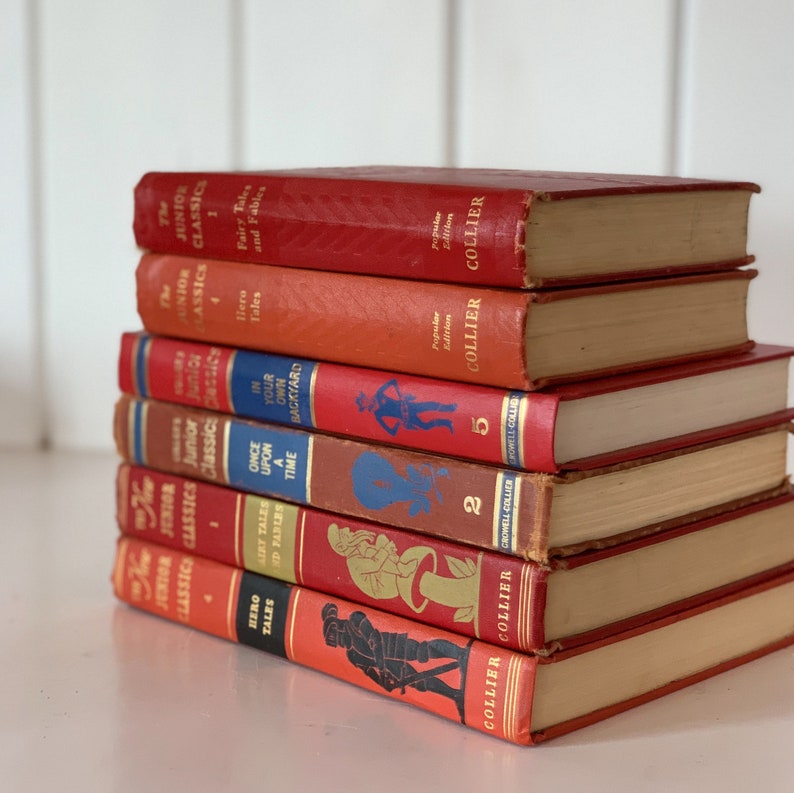 Vintage Red Children's Books Colliers Junior Classics Set - Etsy