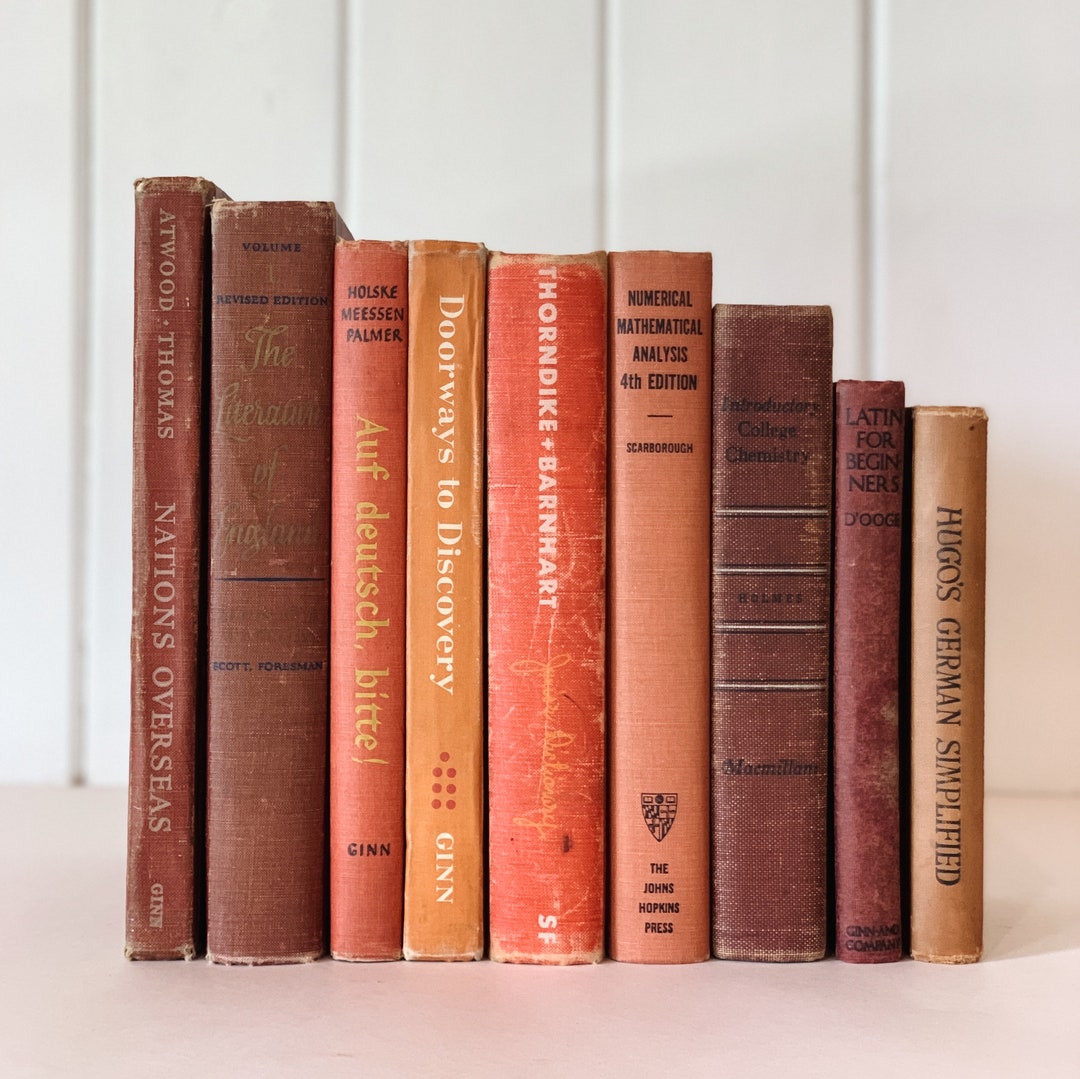 Vintage Orange and Red School Book Bundle for Classroom Decor - Etsy