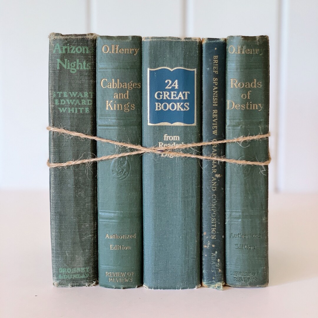Dark Green Vintage Mid-century Teal and Green Book Set, Rich Green ...
