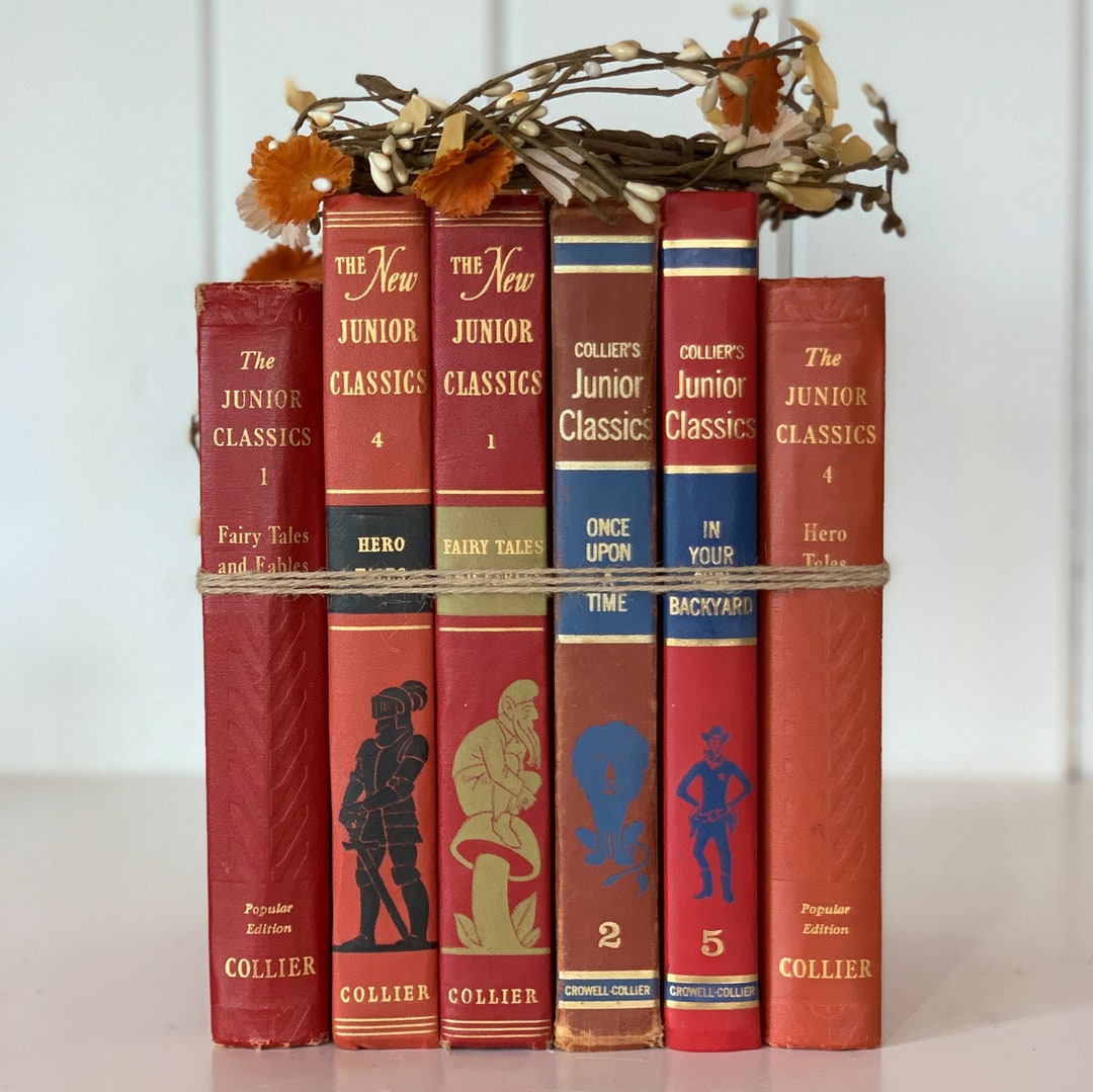 Vintage Red Children's Books, Colliers Junior Classics Set, Handmade ...