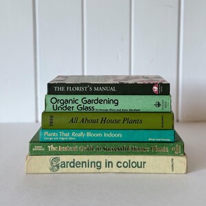 Vintage Green Garden and Houseplant Book Set, Large Book Set for Plant ...