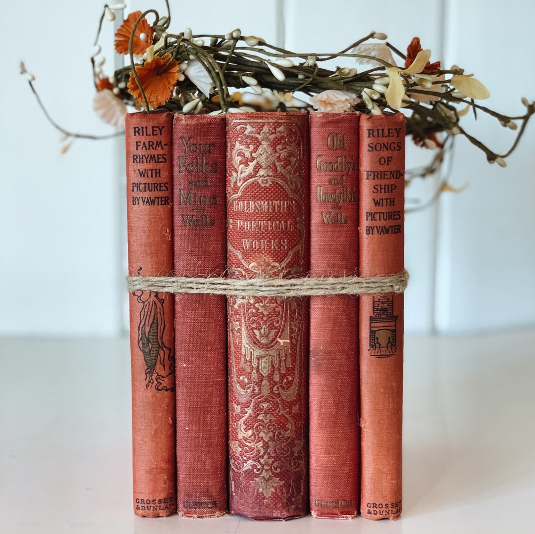 Antique Red and Gold Poetry Book Bundle, James Whitcomb Riley, Oliver ...