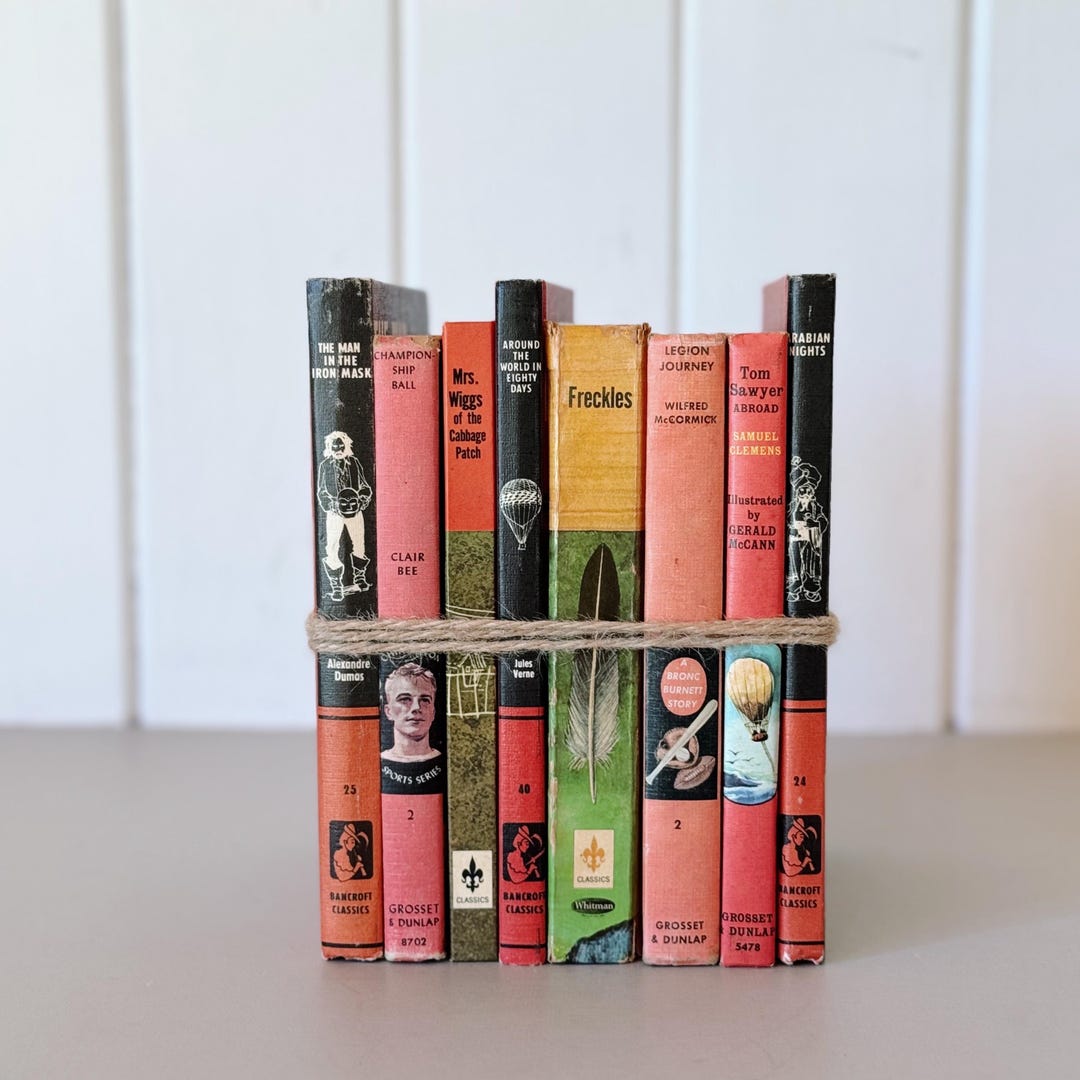 Vintage Pink Yellow Green Red Children's Books, Retro Kids Classic ...