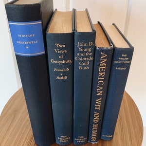 Vintage Navy Blue Mini Book Set for Decor, Masculine Intellectual ...