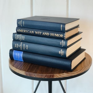 Vintage Navy Blue Mini Book Set for Decor, Masculine Intellectual ...