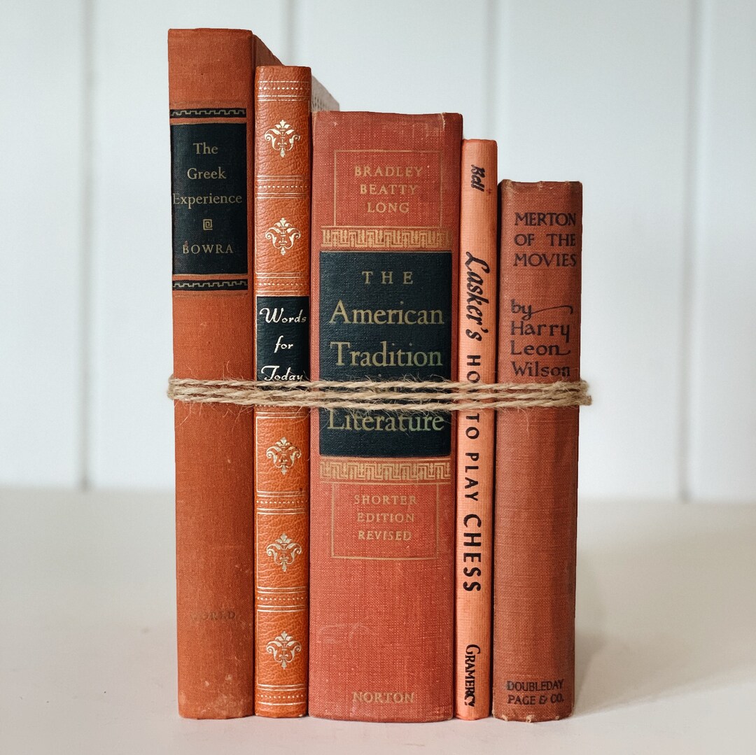 Vintage Copper and Black Book Set, Mid-century Modern Books for Shelf ...