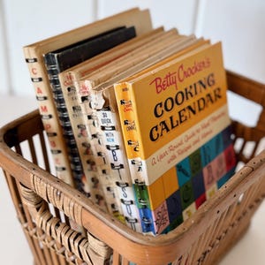 Vintage Cook Books With Spiral Binding for Fun Retro Shelf Styling ...