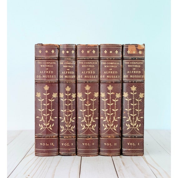 Antique Red Leather Books Alfred De Musset Book Set Old Books | Etsy