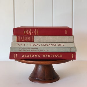 Maroon Red and Gray Vintage Coffee Table Books, Handmade Decor - Etsy