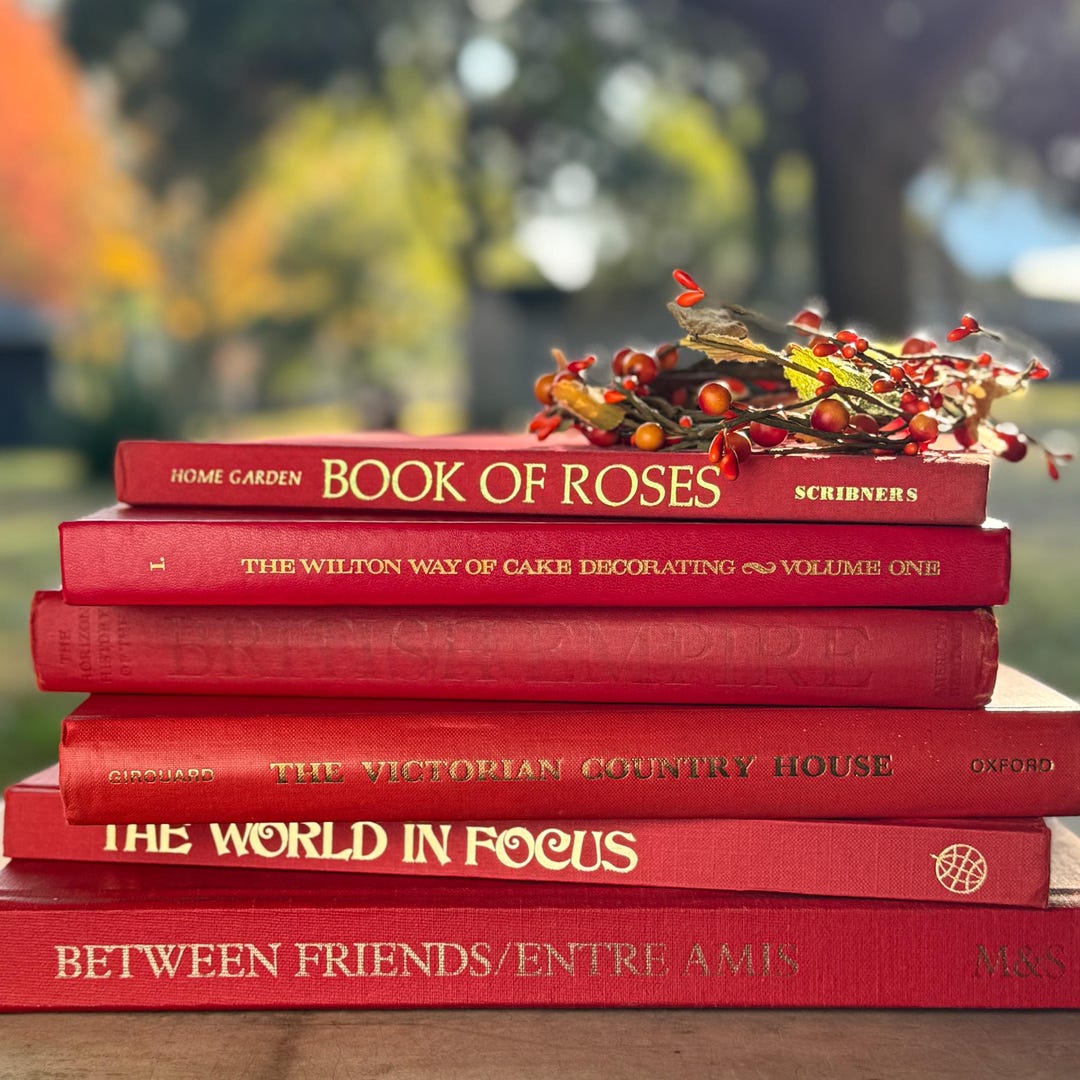 Vintage Red and Gold Coffee Table Book Bundle - Etsy