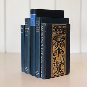 Vintage Navy Blue Mini Book Set for Decor, Masculine Intellectual ...