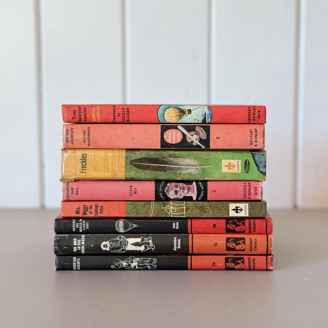 Vintage Pink Yellow Green Red Children's Books, Retro Kids Classic ...