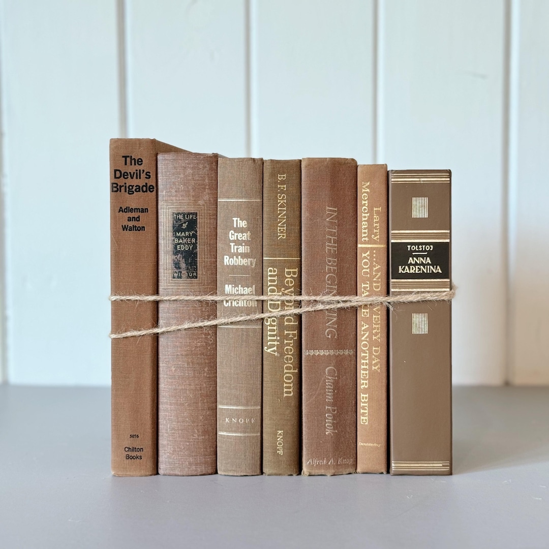 Vintage Brown Decorative Books, Masculine Neutral Books for Decor - Etsy