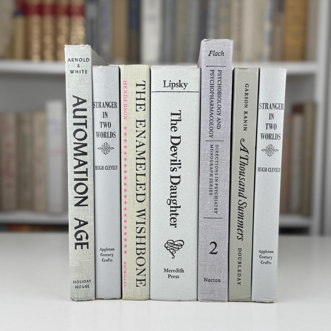 Vintage Gray and Black Book Set, Mid-century Modern Books for Shelf ...