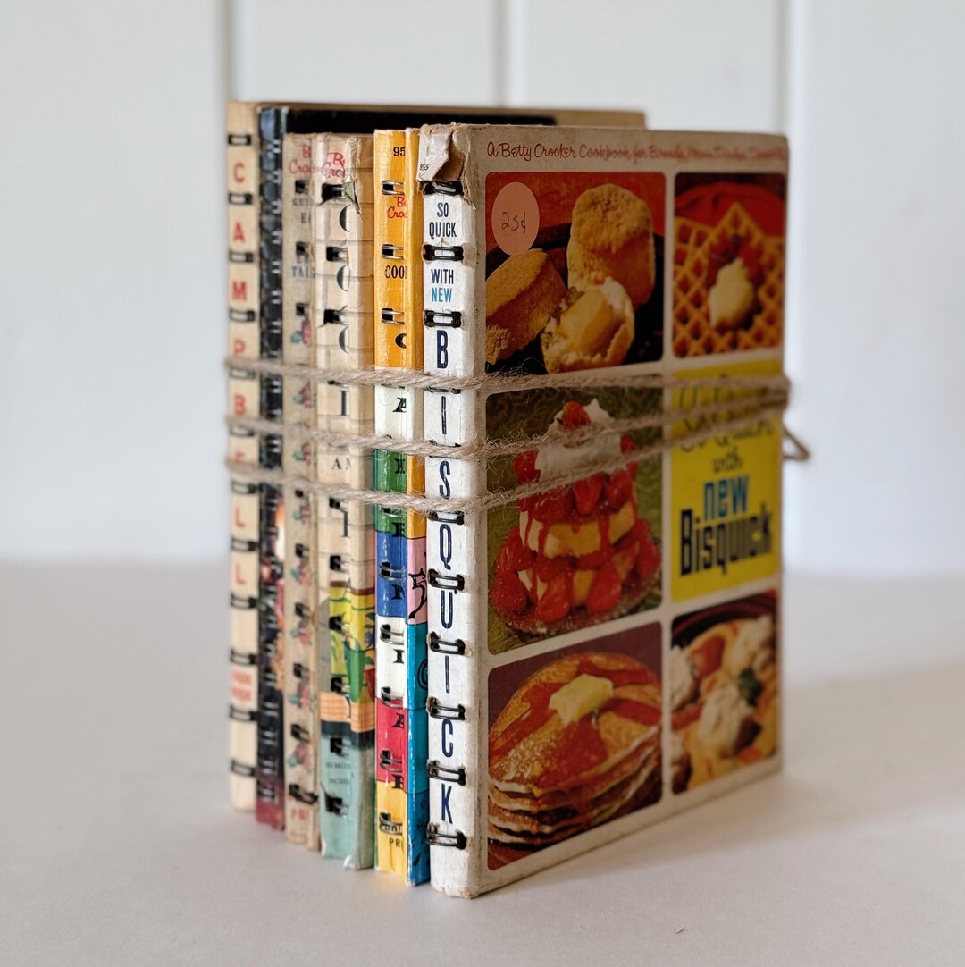 Vintage Cook Books With Spiral Binding for Fun Retro Shelf Styling ...
