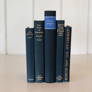 Vintage Navy Blue Mini Book Set for Decor, Masculine Intellectual ...