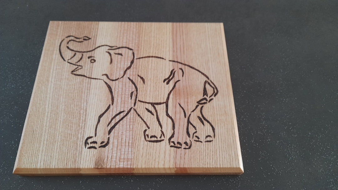 Elephant Wooden Trivet Pyrography Pattern. Artisanal - Etsy
