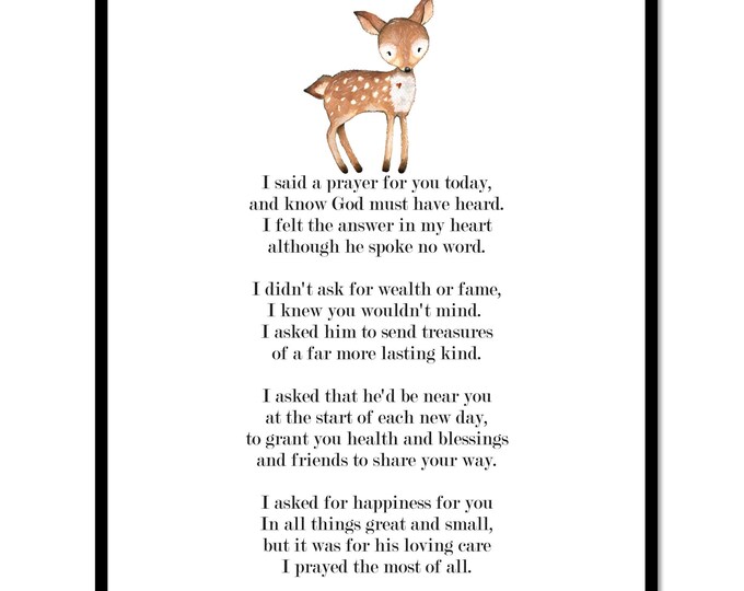 I Said a Prayer for You, Woodland Creature, Prayer Poems, Nursery Art ...