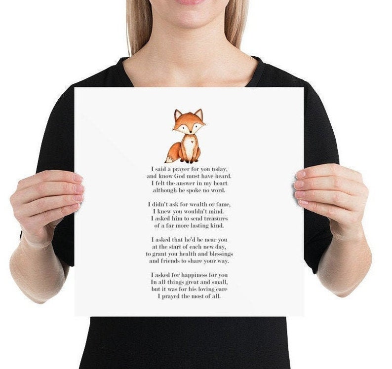 I Said a Prayer for You Little Fox Nursery Art Prayer Poem - Etsy