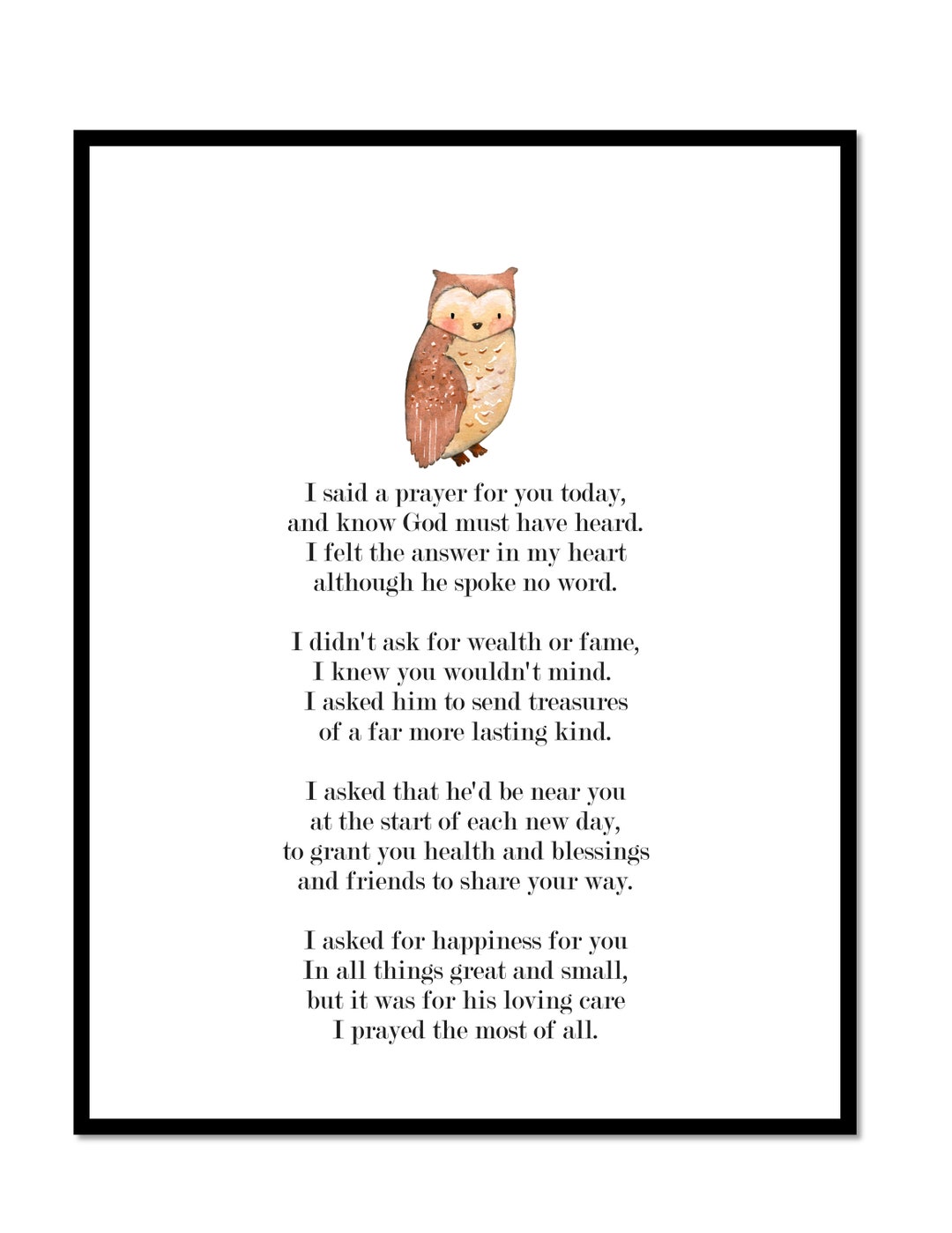 I Said a Prayer for You Owl Nursery Art I Said a Prayer - Etsy