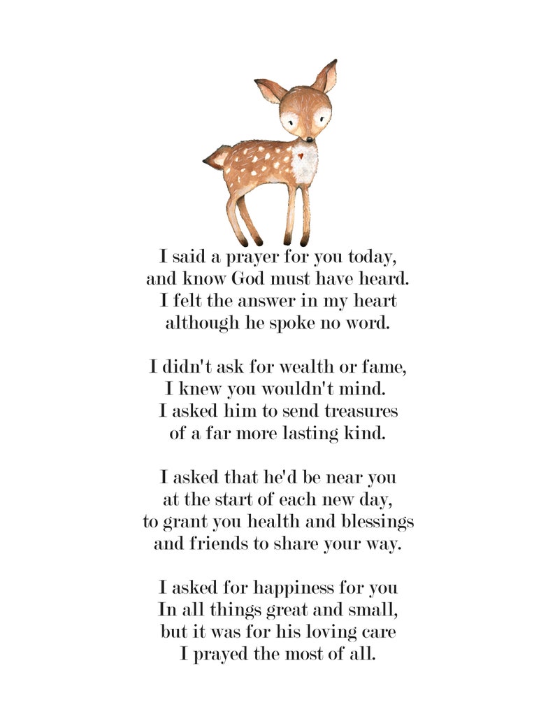 I Said a Prayer for You, Woodland Creature, Prayer Poems, Nursery Art ...