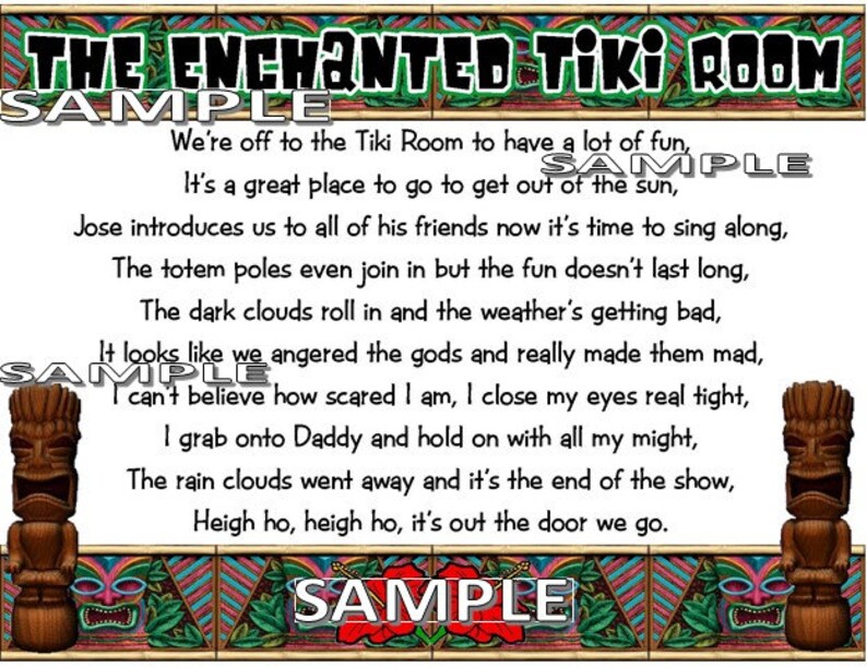 Disney World Disneyland Magic Kingdom Enchanted Tiki Room Poem ...