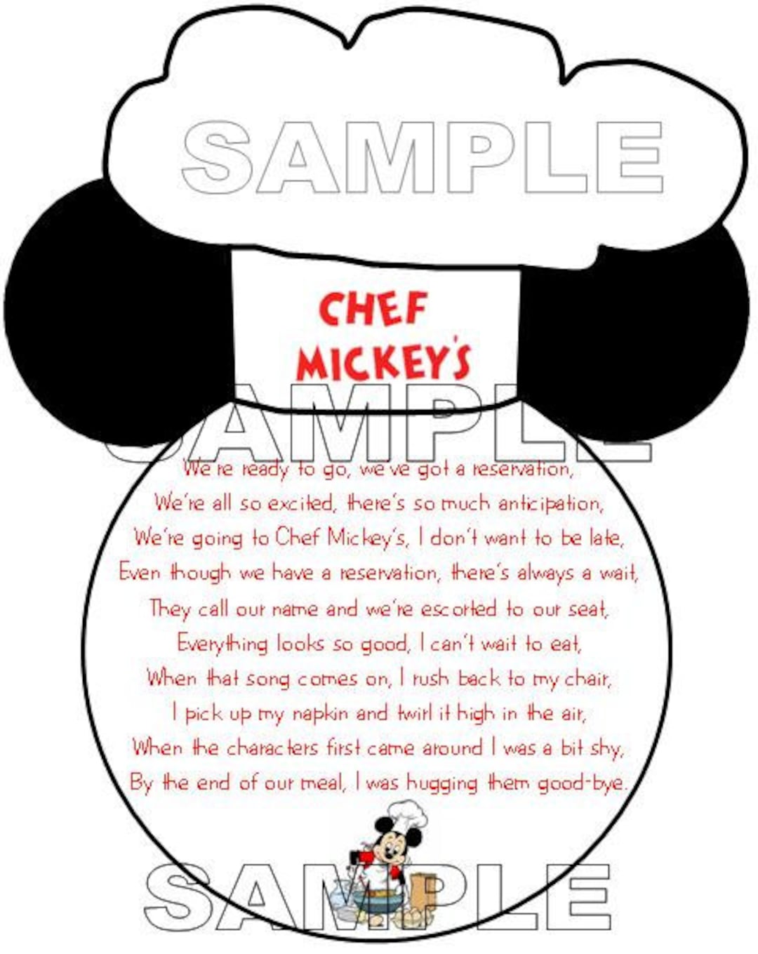 Disney World Chef Mickey's Restaurant Poem Scrapbook Embellishment ...