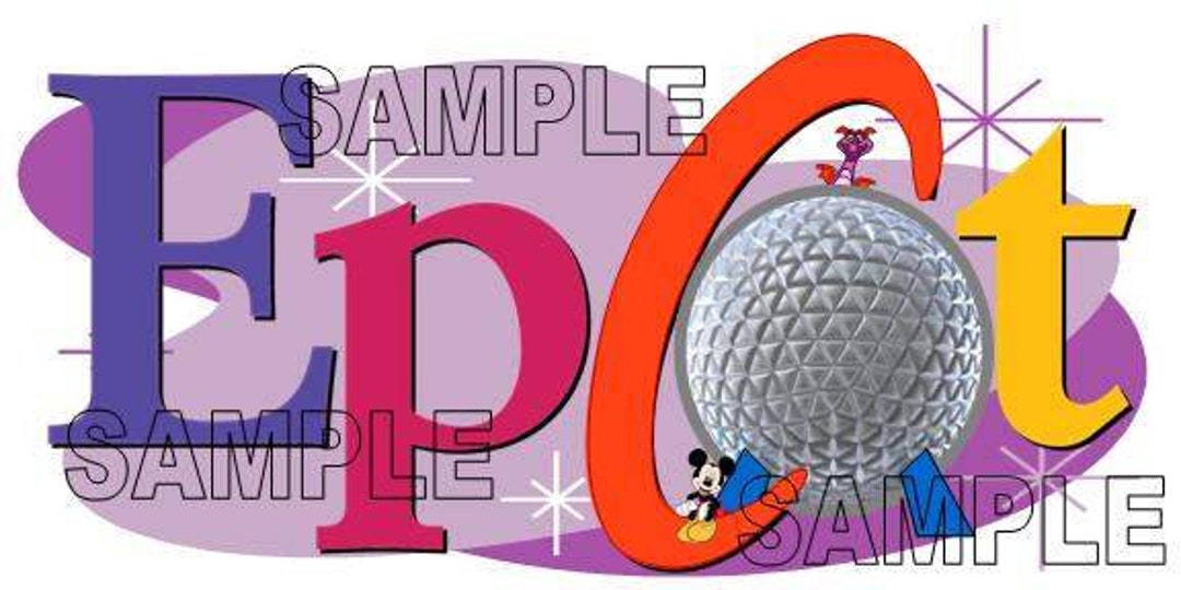 Disney World Epcot Sign Mickey Mouse Figment Spaceship Earth Scrapbook ...