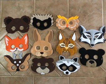 Felt WOODLAND Animal Masks for Pretend Play: Bear Deer Fox - Etsy Australia