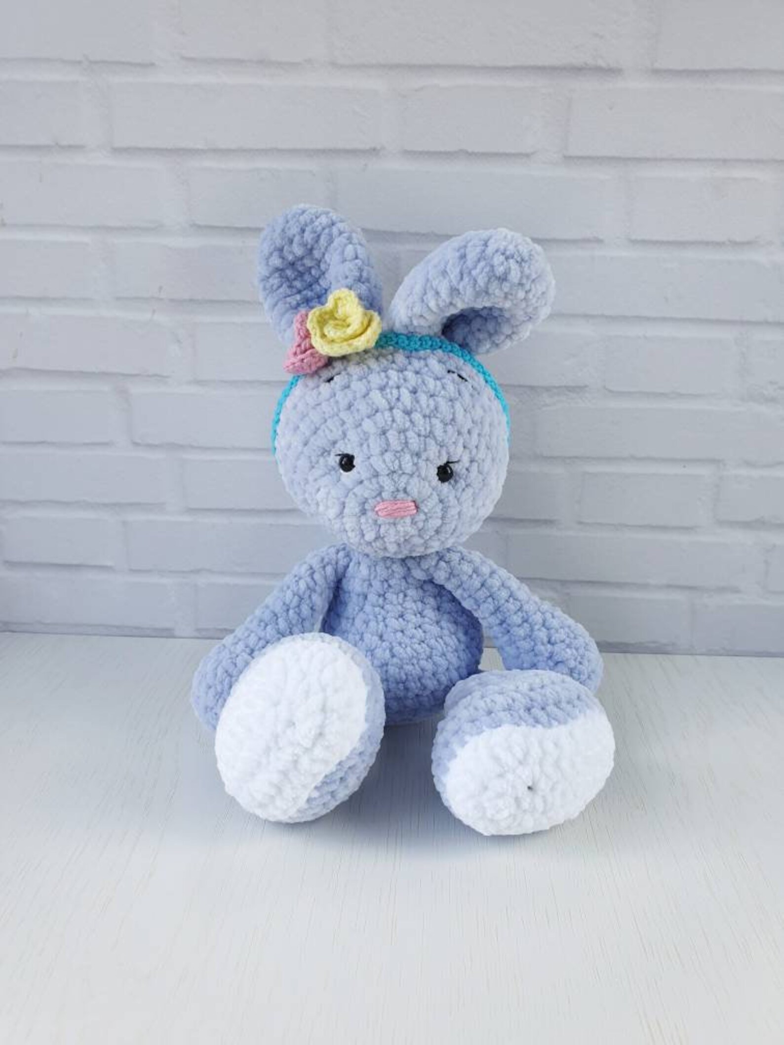 Crochet Amigurumi Bunny Toy, Blue Stuffed Bunny, Handmade Plush Rabbit ...